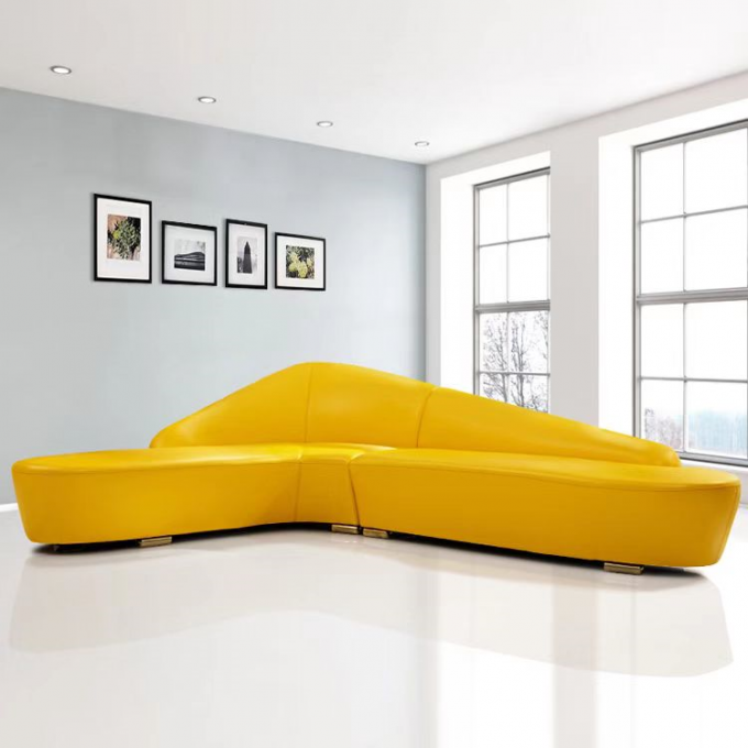Luxury Curved Hotel Lobby Furniture Reception Moon Modular Sectional Sofa