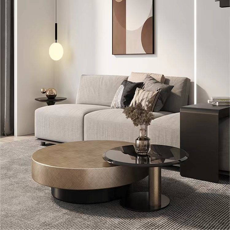 Light Luxury Oval Metal Coffee Table Combination Custom Luxury Modern ...