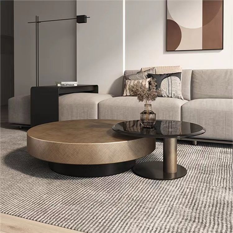 Light Luxury Oval Metal Coffee Table Combination Custom Luxury Modern ...