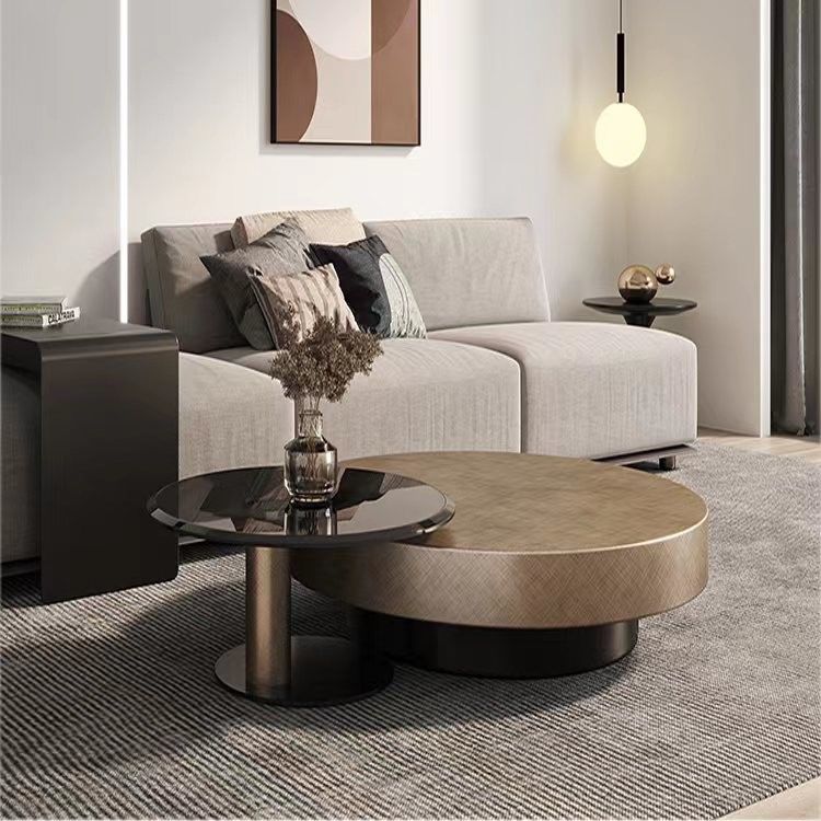 Light Luxury Oval Metal Coffee Table Combination Custom Luxury Modern ...