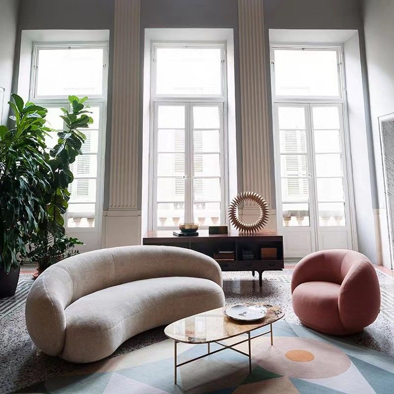 Luxury Curved Hotel Lobby Furniture Reception Moon Modular Sectional Sofa