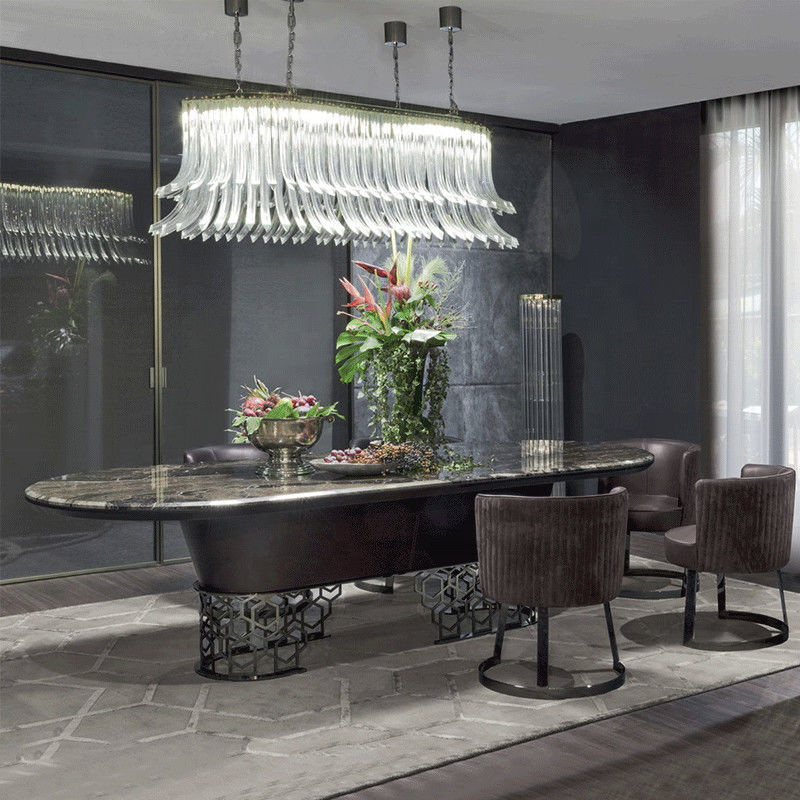 Modern Light Hotel Restaurant Furniture Simple Oval Marble Dining Table